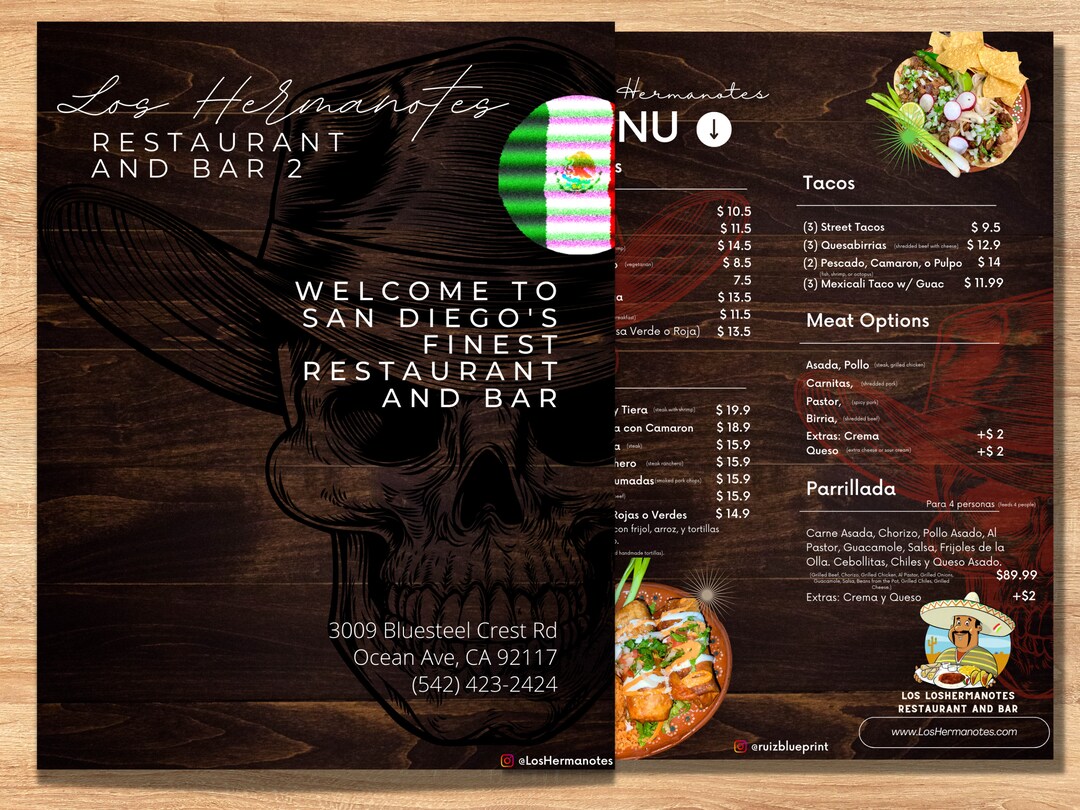 Mexican Restaurant Menu V2 Template (english With Spanish Translations ...