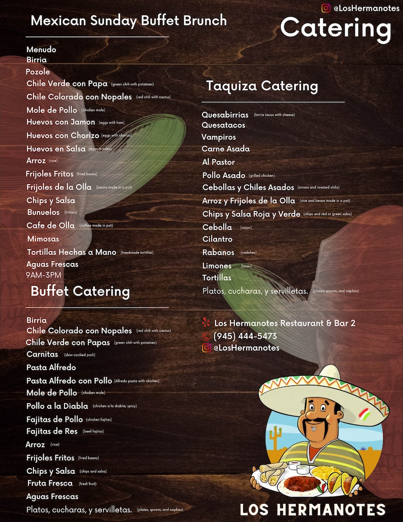 Mexican Restaurant Menu V2 Template english With Spanish Translations ...