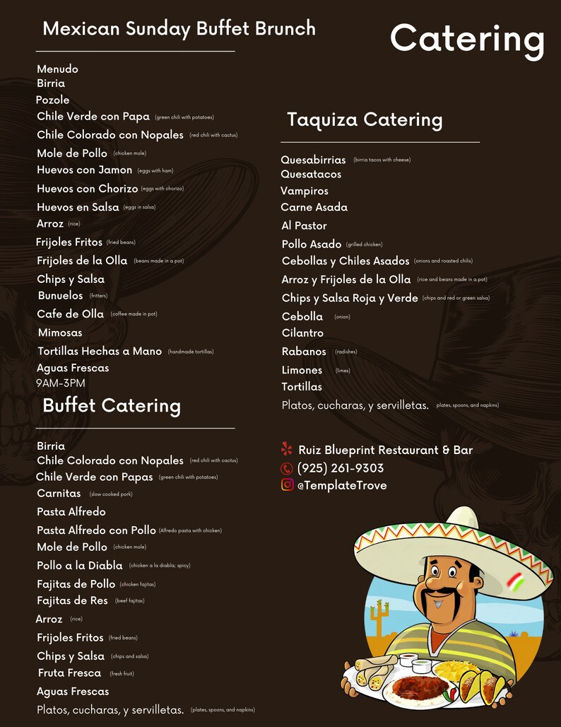 Mexican Restaurant Menu Template (english With Spanish Translations ...