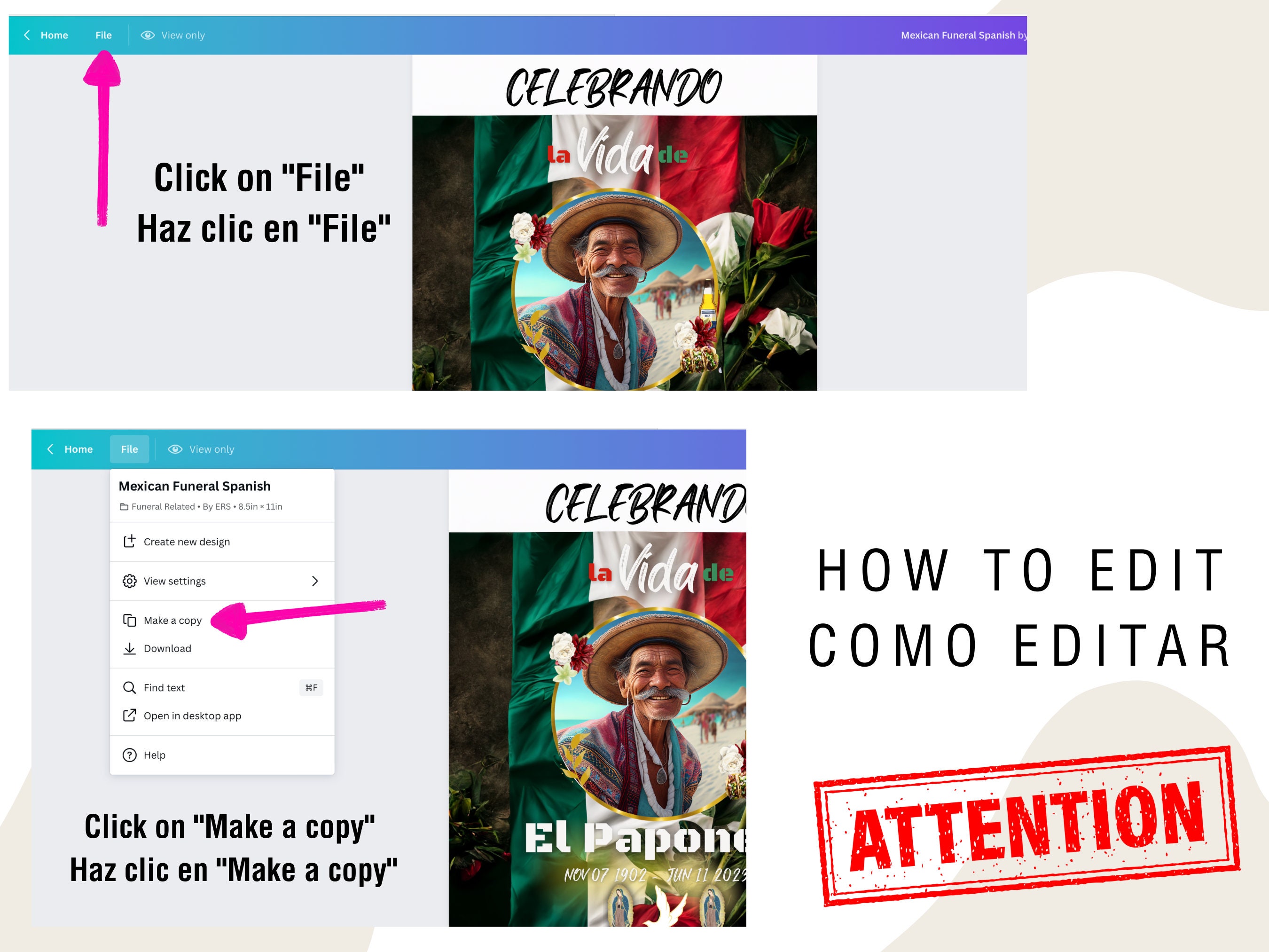 Mexican Restaurant Menu V2 Template (english With Spanish Translations ...