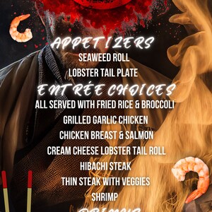 Hibachi Menu Card, Hibachi Dinner Menu, Hibachi Birthday Menu, Instant ...