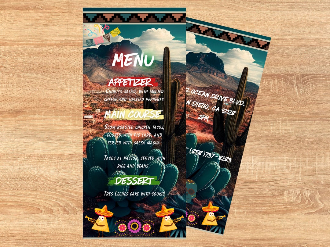 Fiesta Menu Template, EDITABLE Menu, Mexican Theme Wedding Menu, Fiesta ...