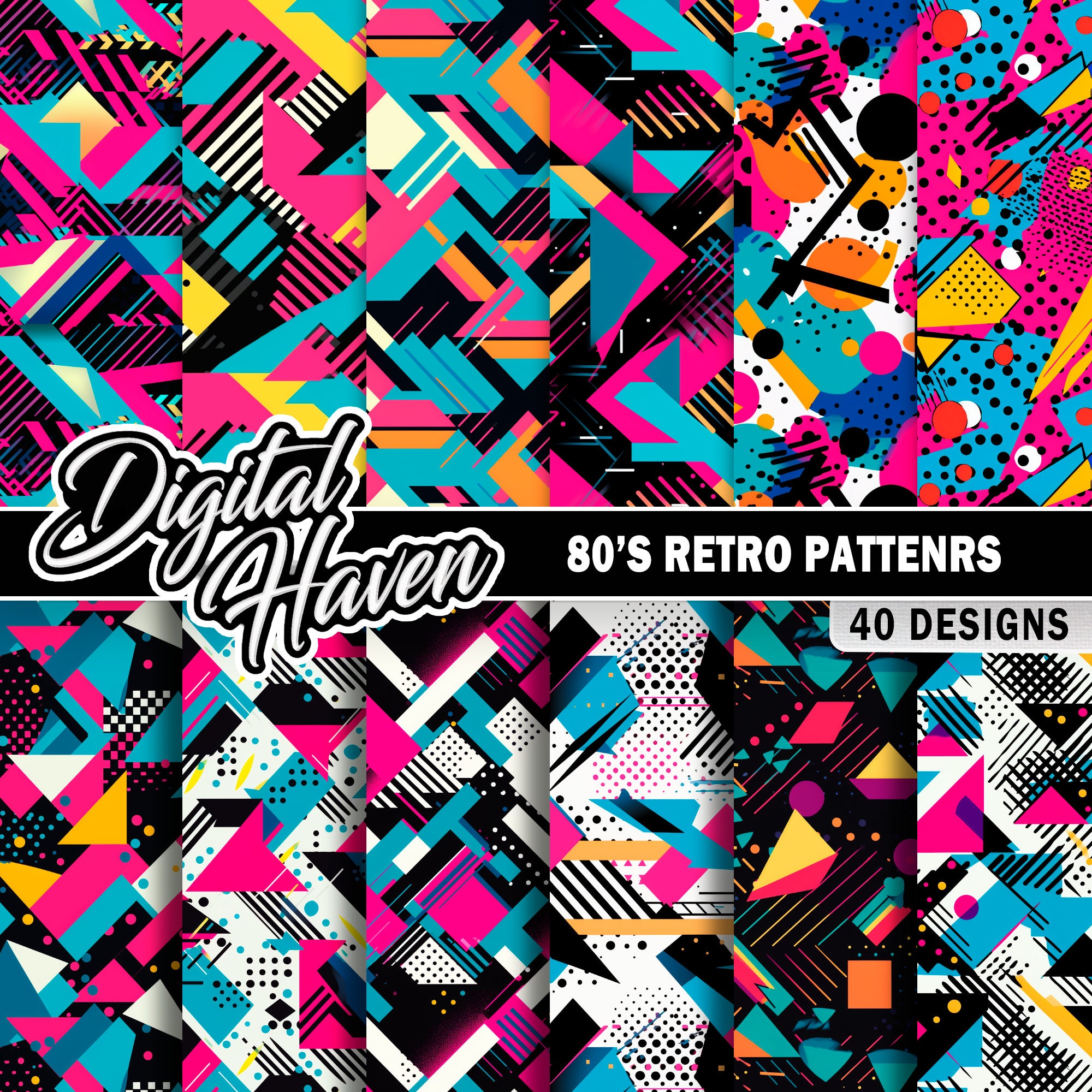 40 80's Retro Patterns Seamless Patterns Tiling Digital Paper ...
