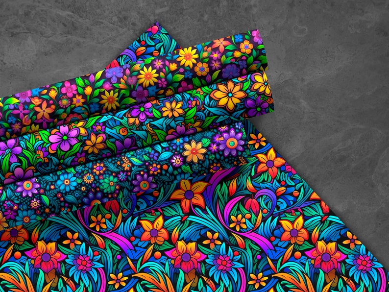 40 Bold and Vibrant Digital Floral Medley Patterns 3 Seamless Digital ...