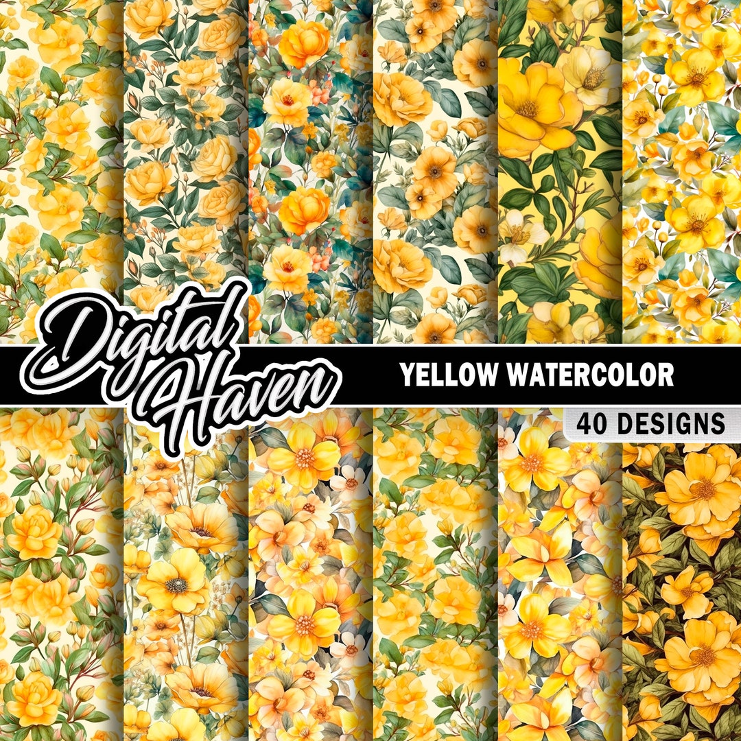 40 Yellow Floral Medley Patterns Flower Backgrounds Seamless Patterns ...