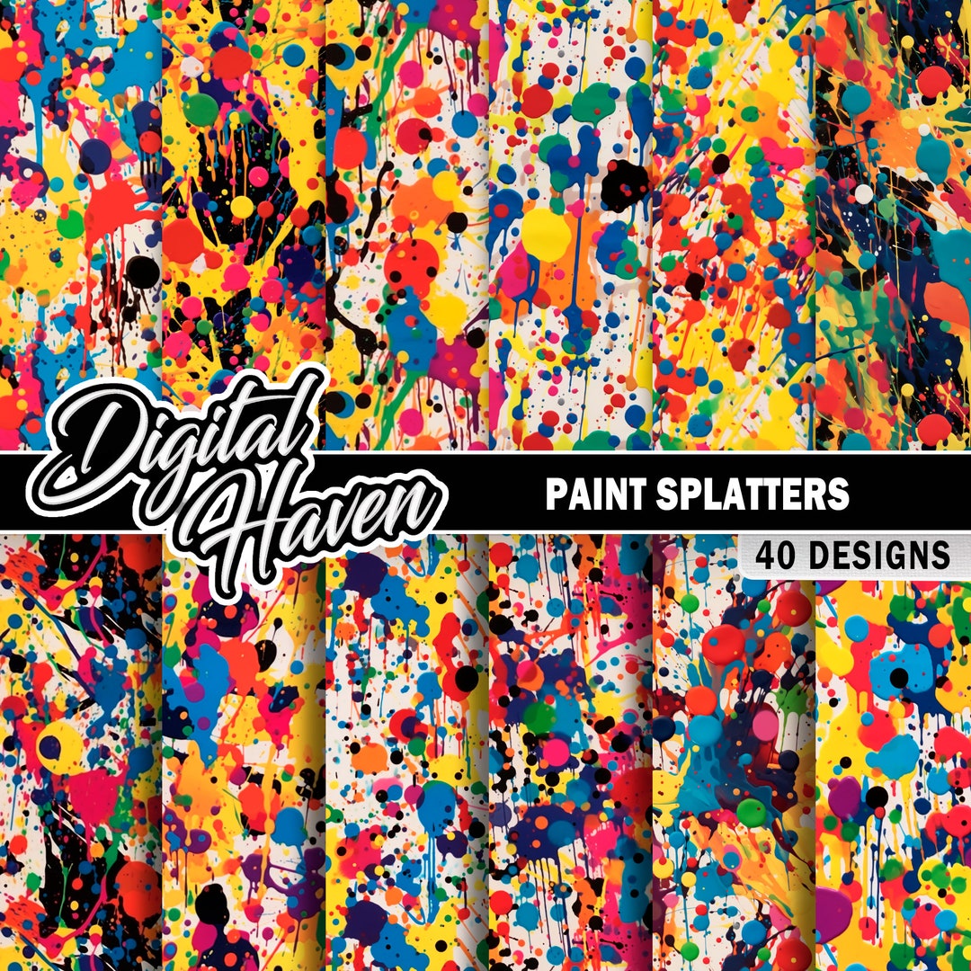 40 Colorful Paint Splatters Seamless Patterns Tiling Digital Paper ...