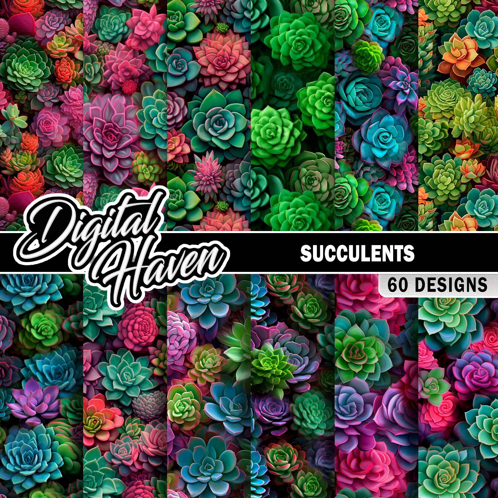 60 Succulent Patterns Seamless Patterns Tiling Digital - Etsy