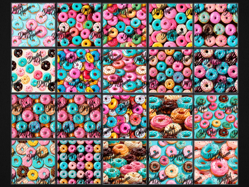 60 Donut Patterns Seamless Patterns Tiling Digital Paper Sublimation ...