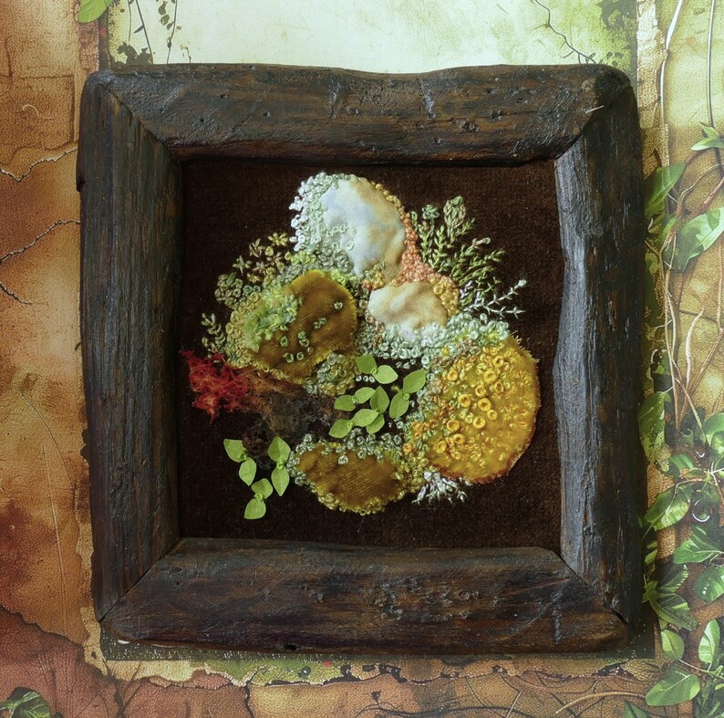 Moss Embroidery in a Rustic Frame - Etsy