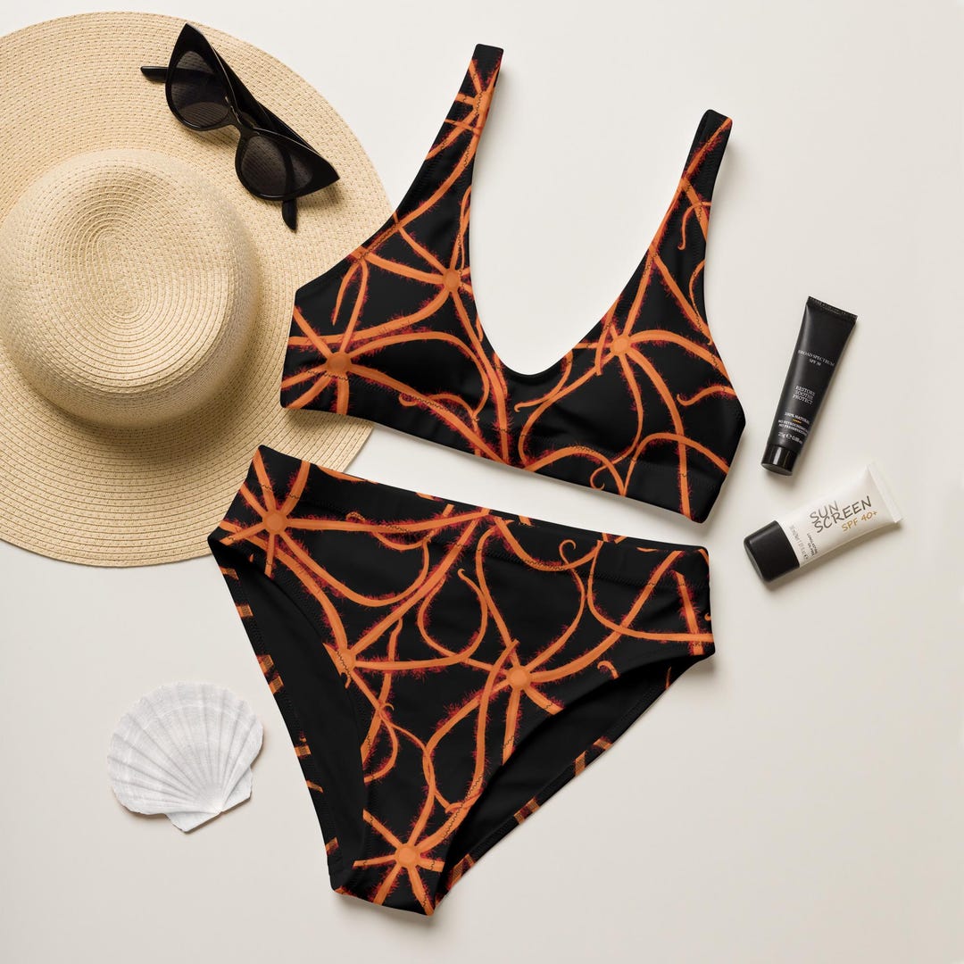Illustrated Starfish Recycled High-waisted Bikini | Eco-friendly ...