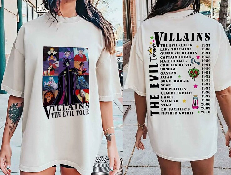 Vintage Disney Villains The Evil Tour Shirt, Retro Disney Villains Characters Concert Music ...
