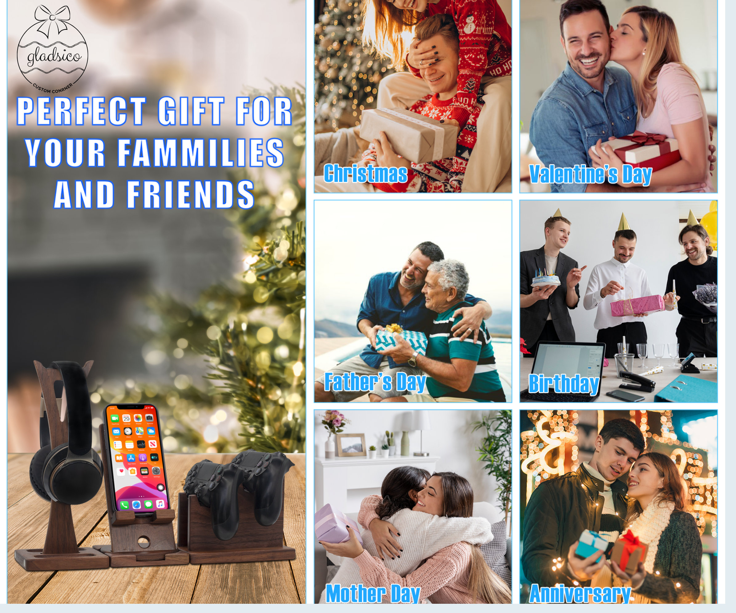 Optician Gift for Gamer. Personalized Gaming Headset Controller Stand ...