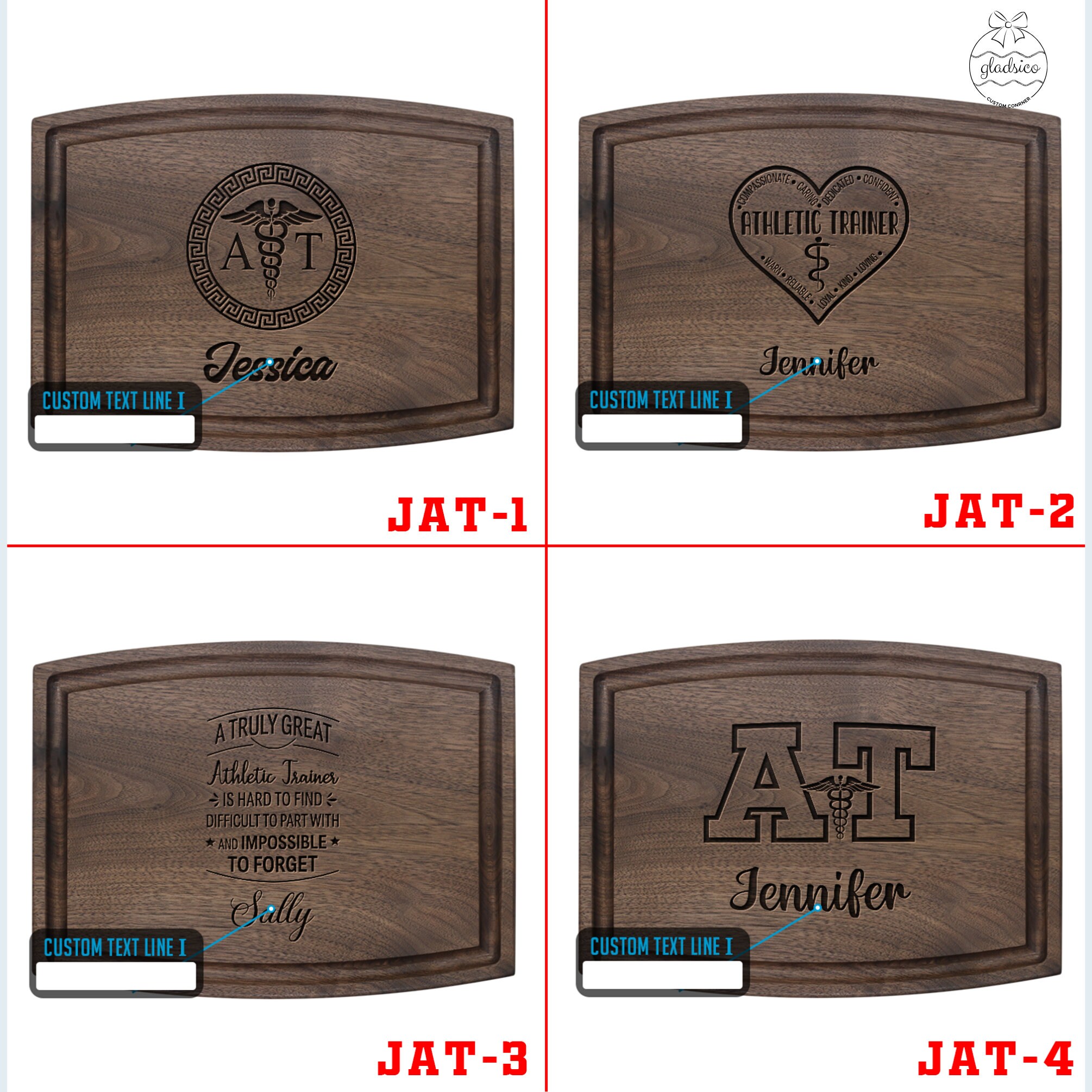 Wooden Charcuterie Board for Athletic Trainer. Engraved Serving Tray ...