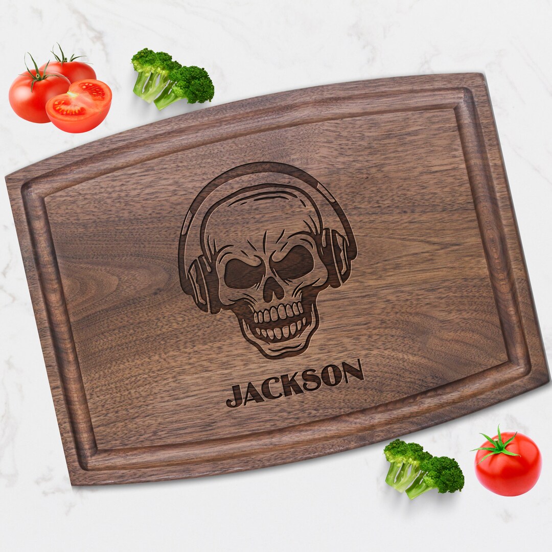 Personalized Skull Disc Jockey Cutting Board - Gift for DJ Lovers ...