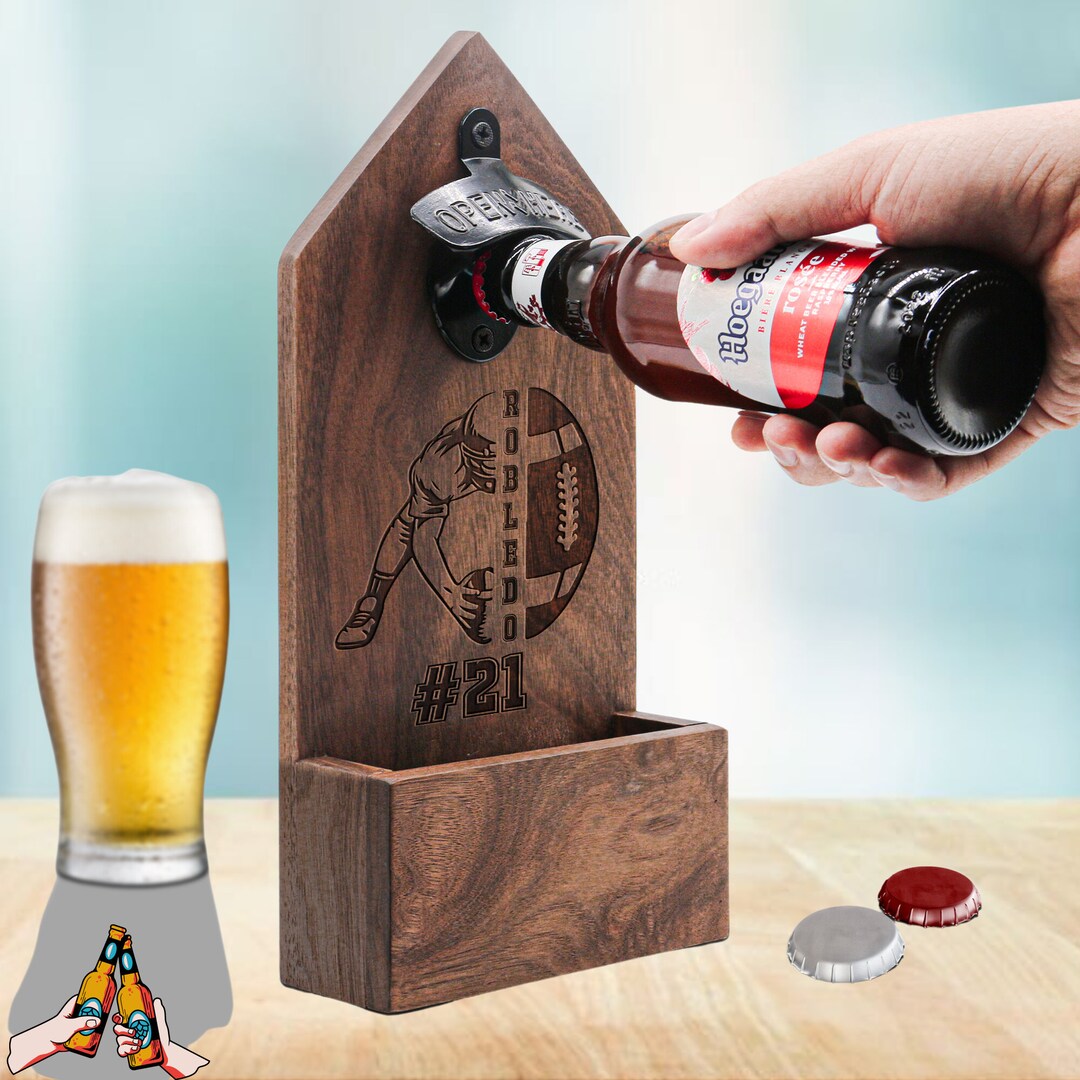 Beer Gift for Football Fans Player With Ball on Hands & American Flag ...
