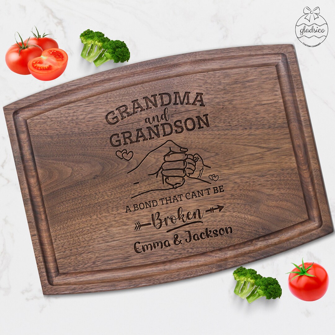 Grandson Gift From Grandma - Personalized Wooden Cutting Board With ...