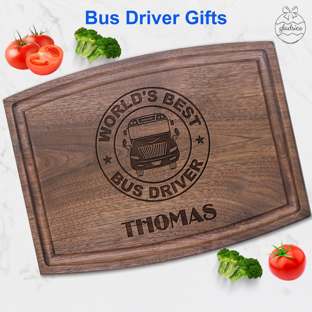Custom School Bus Driver Kitchen Wooden Chopping Board. Bus Driver ...