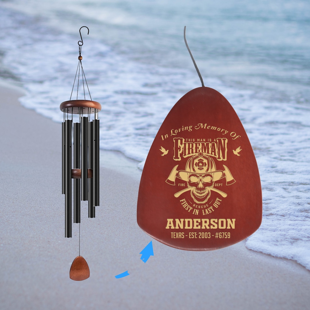 Personalized Firefighter Memorial Wind Chime, in Loving Memory of ...
