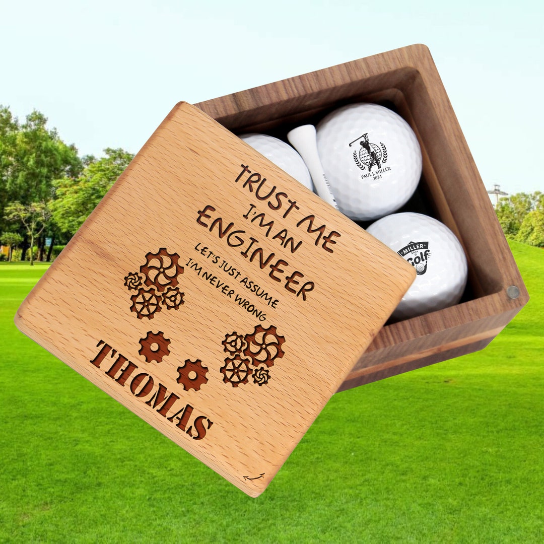 Personalized Golf Gift for Engineer With Golf Box, Golf Ball With Name ...