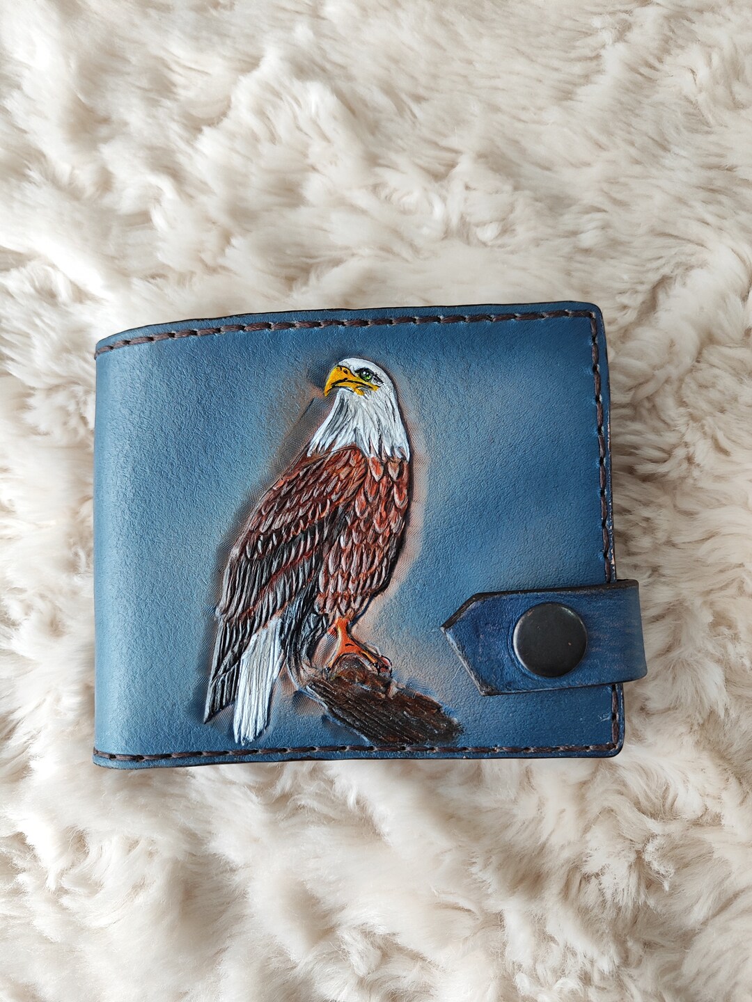 Hand-carved Leather Eagle Wallet: 3D Biker Wallet - Etsy