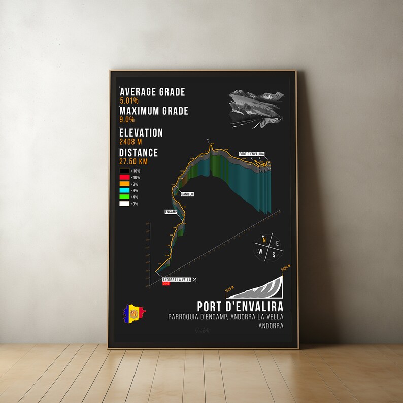 Cycling Poster Route Map Ideal Gift for Husband Wife Cyclist Zwift Pain ...