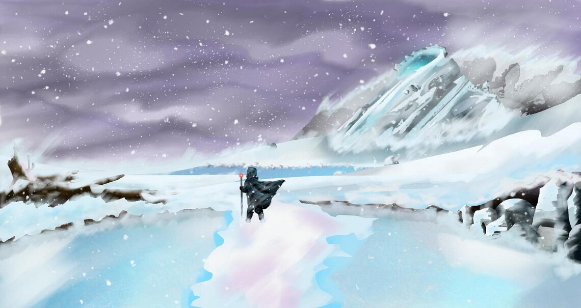 Printable Fantasy Snowy Mountain Landscape - Etsy