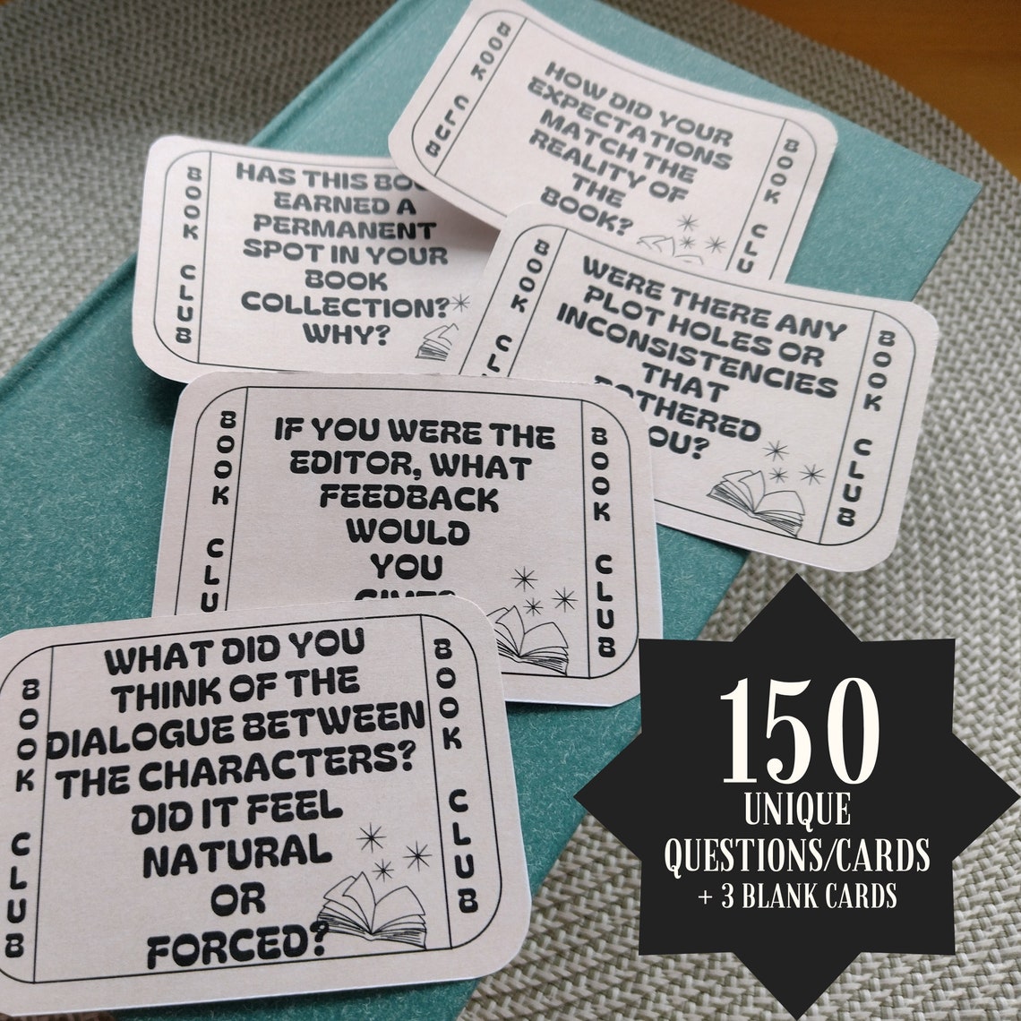 Book Club Discussion Questions Printable, Bookclub Cards, Discussion ...