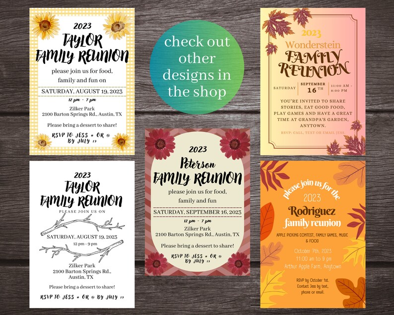 EDITABLE Modern Fall Family Reunion Invitation Template Family Reunion ...