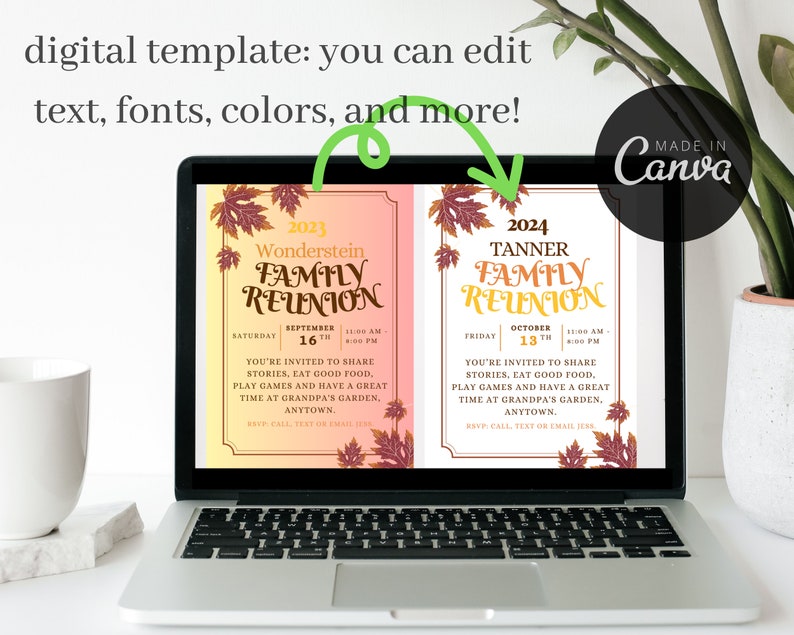 EDITABLE Modern Fall Family Reunion Invitation Template Family Reunion ...