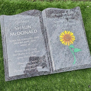 Personalised Granite Memorial Plaque Bible Open Book Grave Marker ...