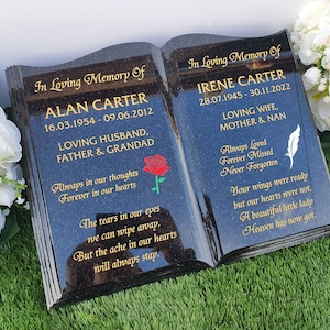 Personalised Granite Memorial Plaque Bible Open Book Grave Marker ...