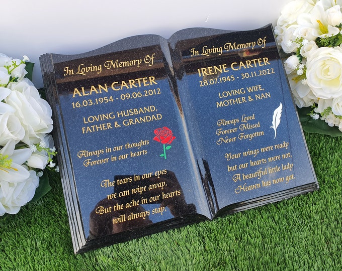 Personalised Granite Memorial Plaque Bible Open Book Grave Marker ...