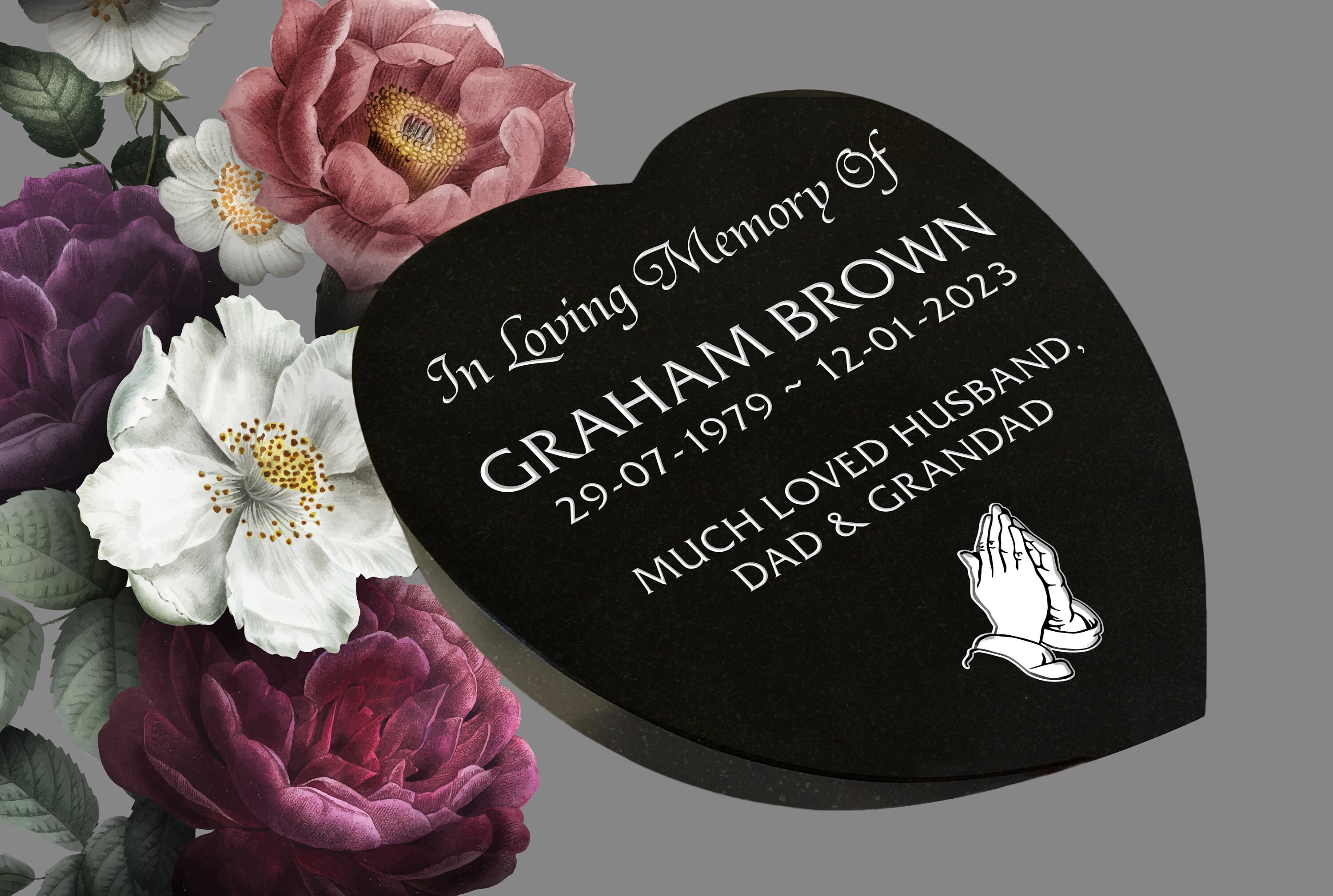 Personalised Granite Memorial Heart Plaque 8x8 Inches - Etsy UK