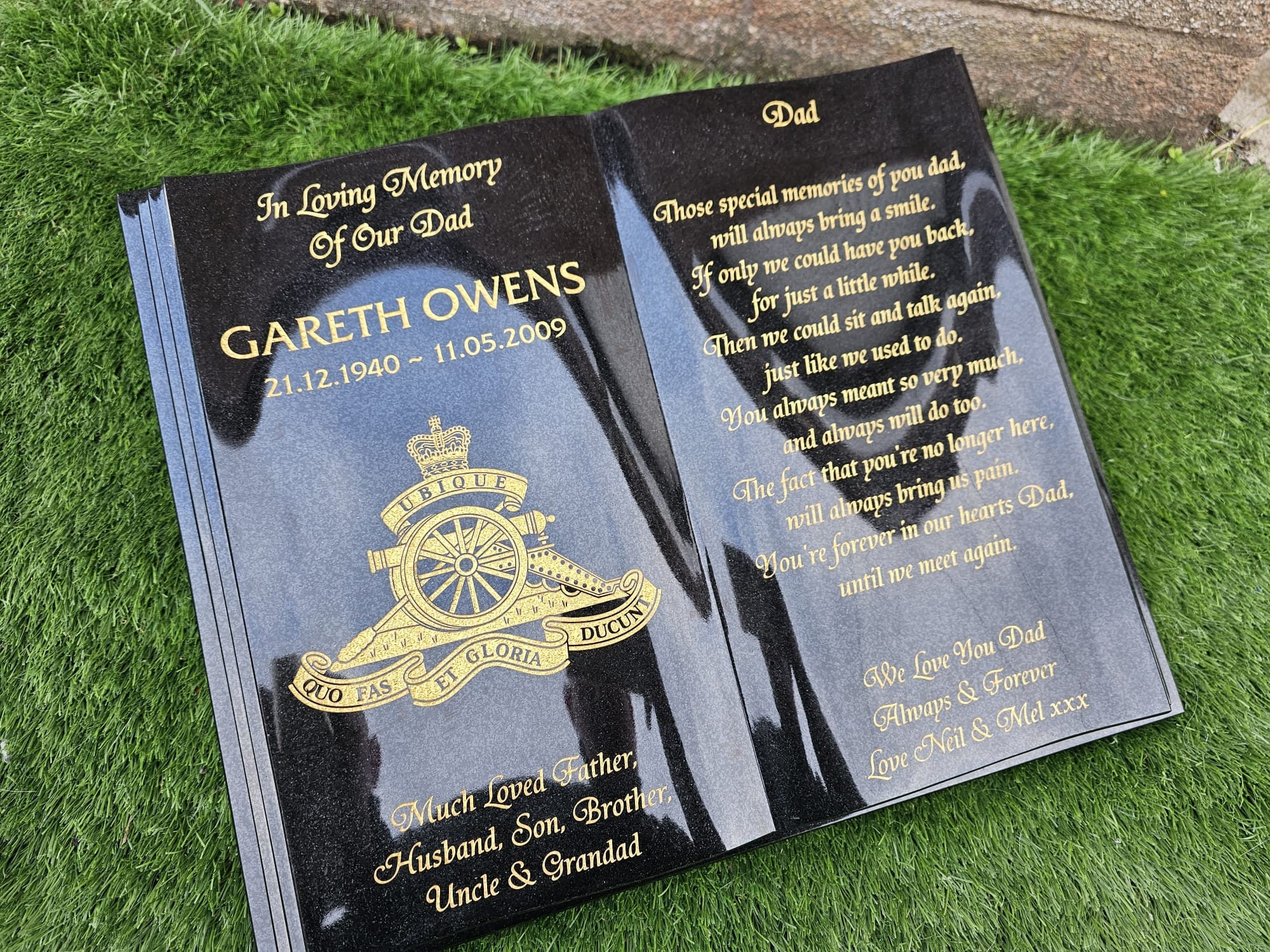 Large Granite Memorial Bible Open Book Plaque 18x15 Inches Sandblasted ...