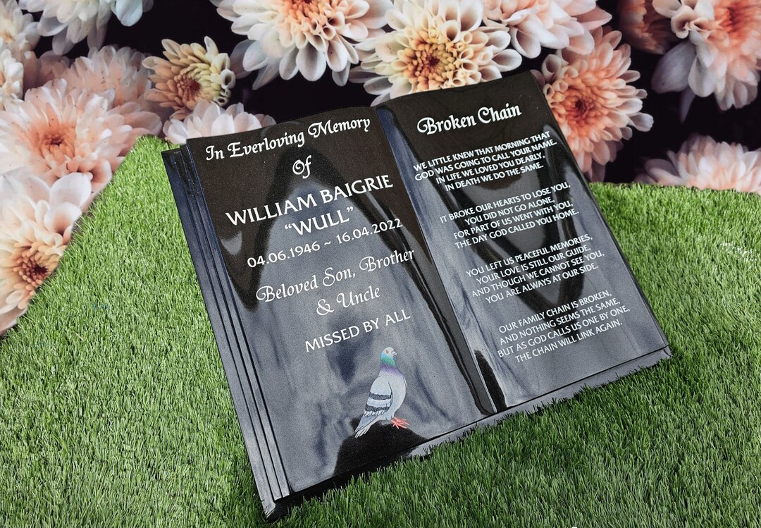 Granite Memorial Bible Open Book Plaque 18x15 Inches Sandblasted Grave ...