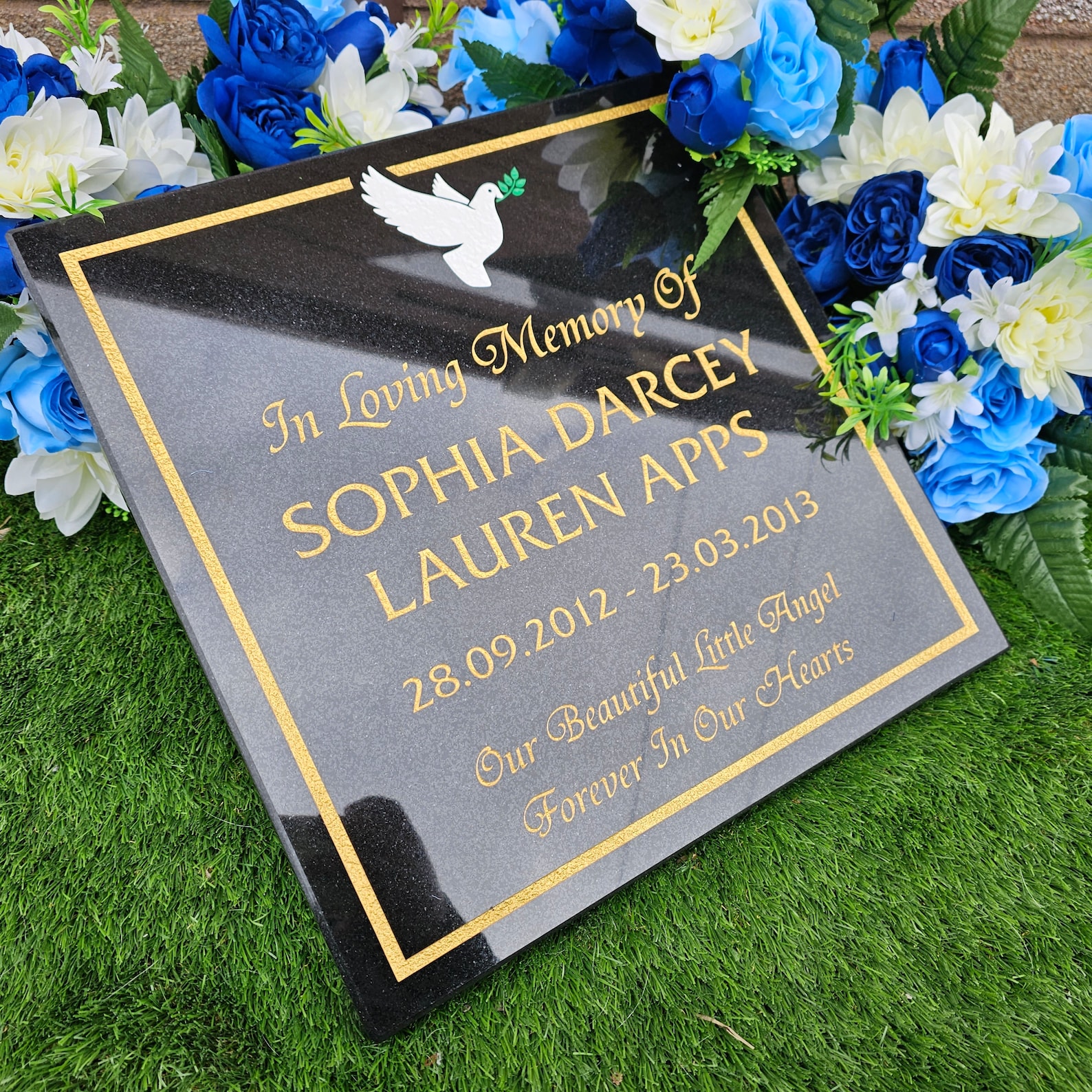 Large Personalised Granite Memorial Grave Marker Plaque Sandblasted ...
