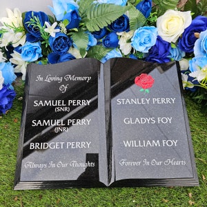 Personalised Granite Memorial Plaque Bible Open Book Grave Marker ...