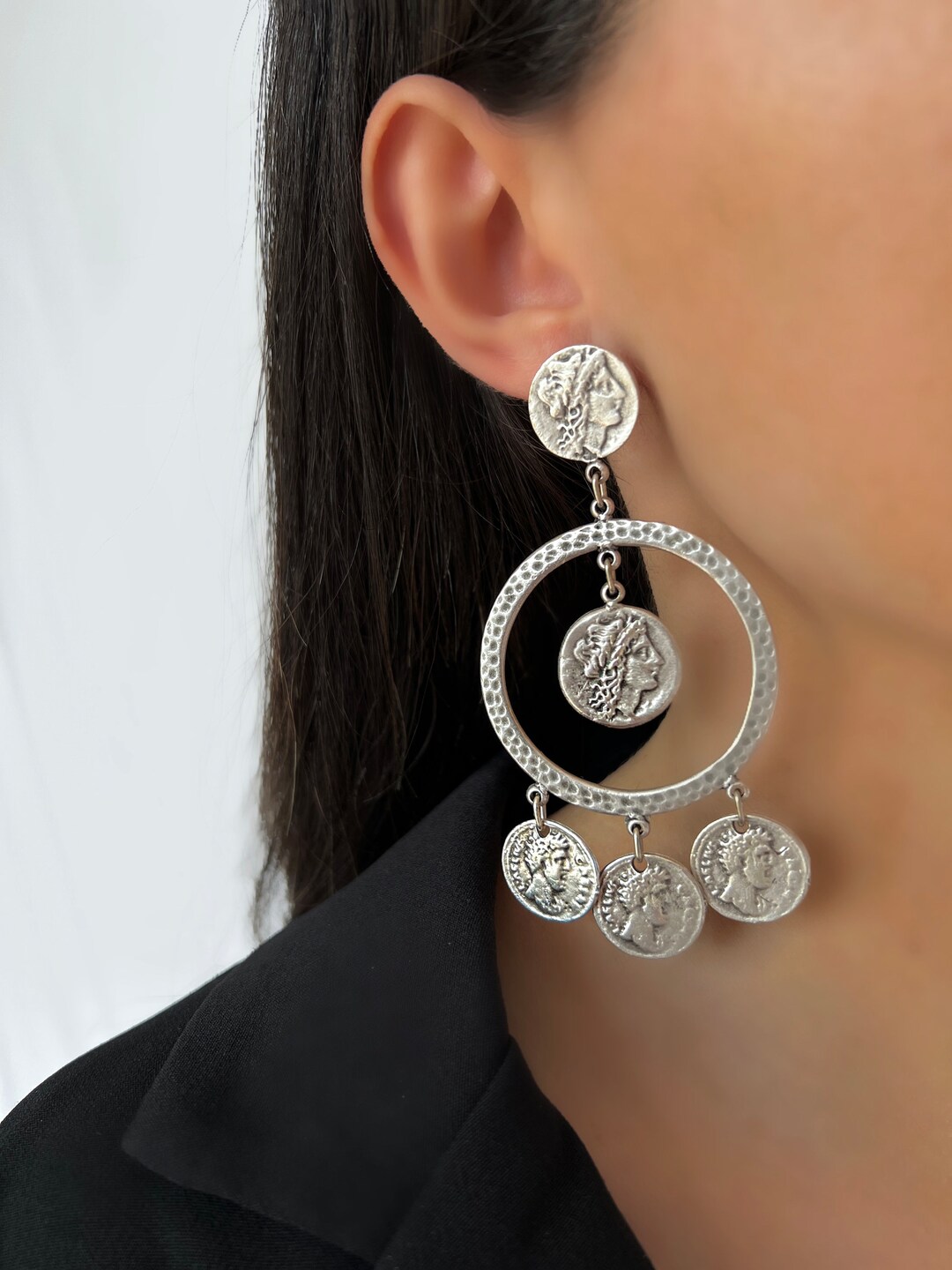 Silver Plateted Coin Earring Unique Hand Made Bohomain Earring - Etsy