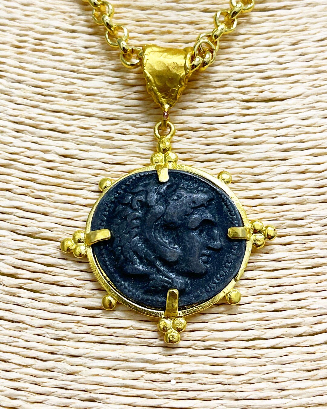 Byzantine Coin Pendent Unique Ancient Roman Coin Pendent With 4 Prong ...