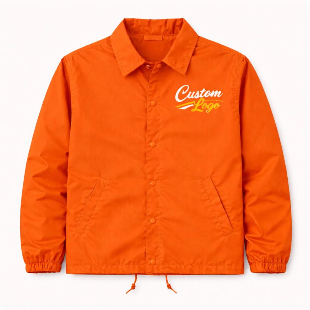 Custom Orange Coach Jacket With Personalized Logo – Unisex Lightweight ...