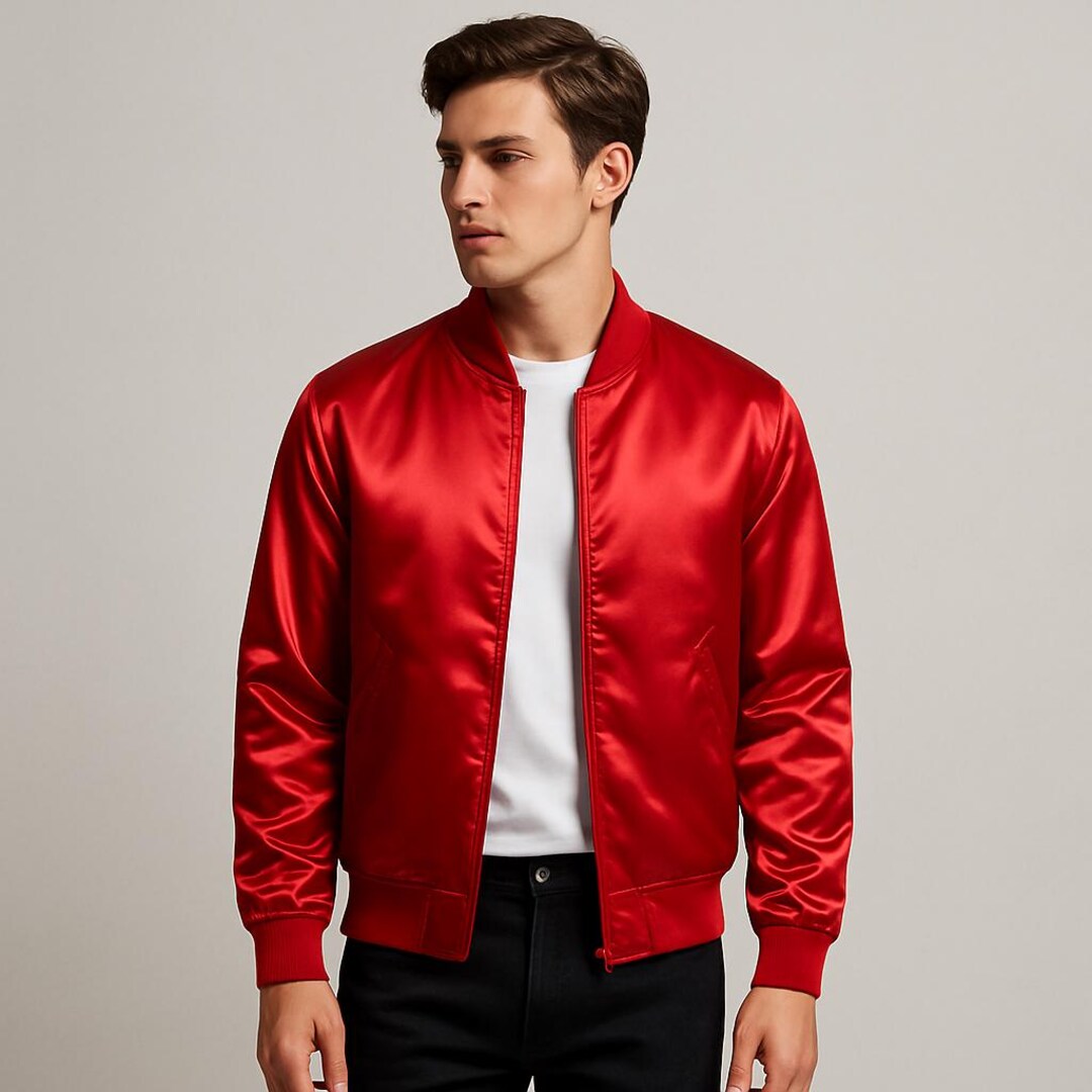 Men’s Satin Jacket – Shiny Baseball Bomber for Casual Street Style - Etsy