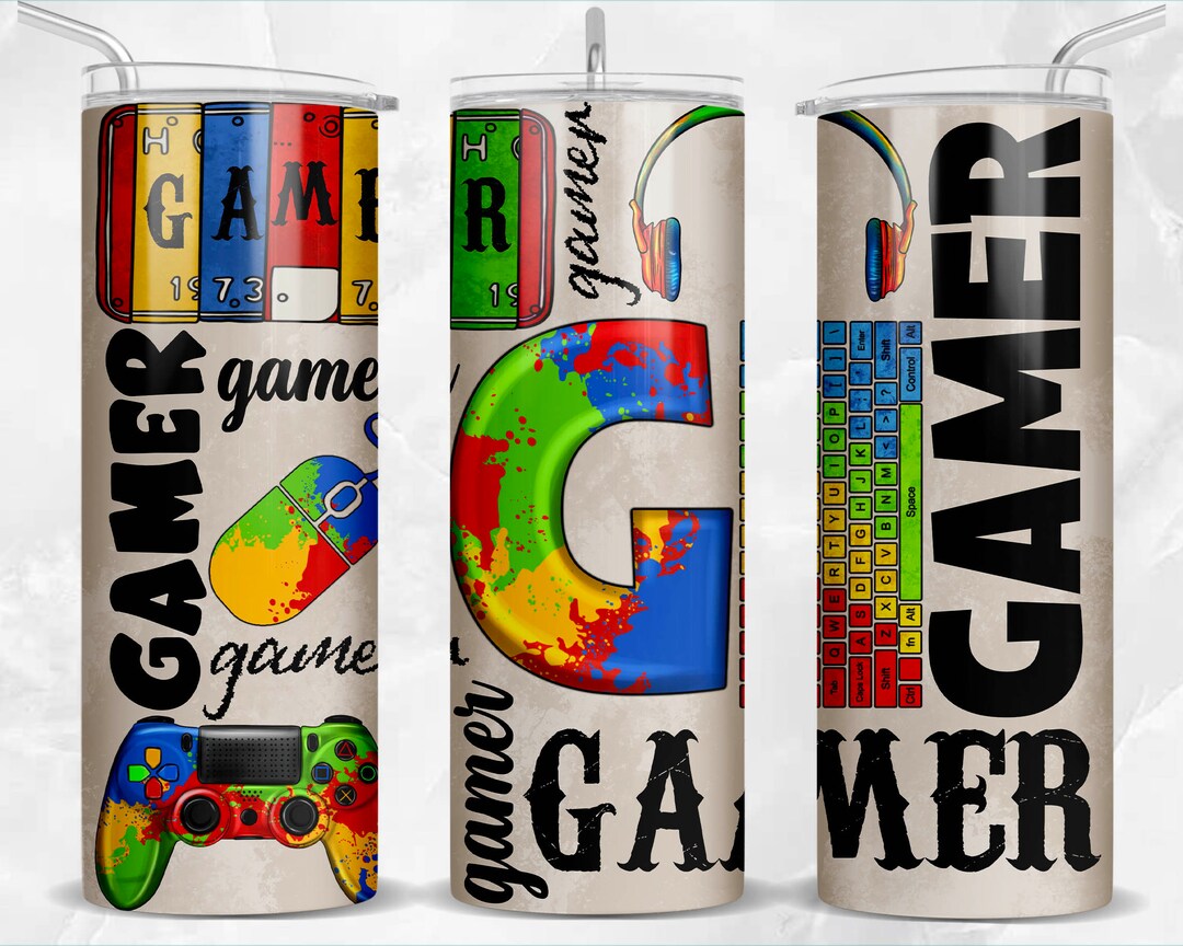 Gamer 20oz Skinny Tumbler Png Sublimation Design Download, Gamer ...