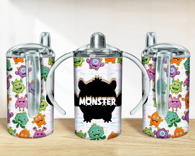 Monster Sippy Cup and Tumbler PNG, 20oz Skinny Tumbler and 12oz Sippy ...