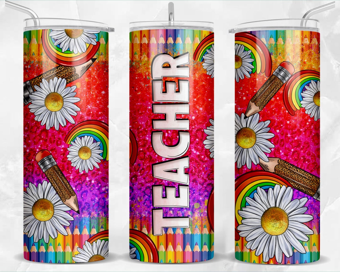 Rainbow Teacher 20oz Skinny Tumbler Png Sublimation Design Download ...
