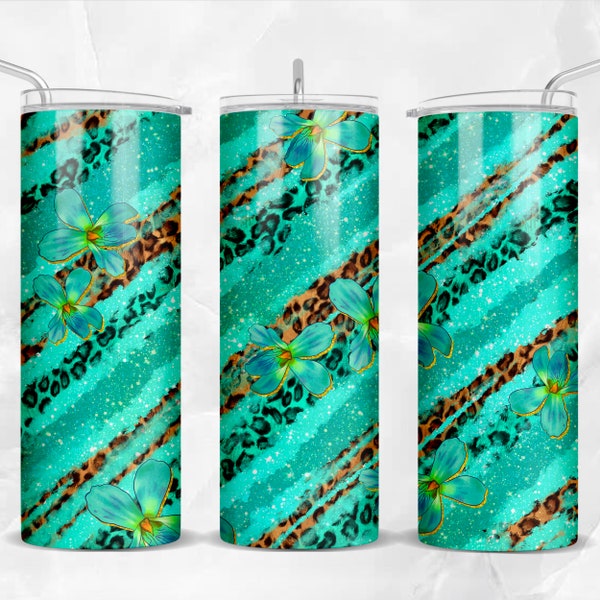 Turquoise Leopard Tumbler Png - Etsy