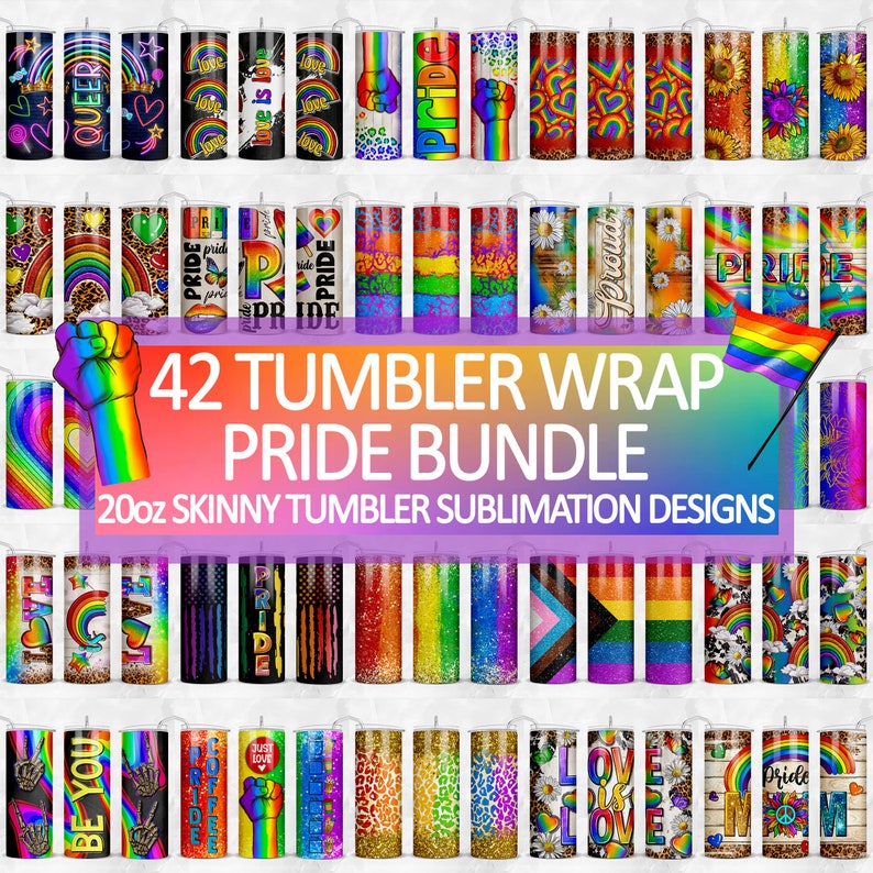 42 Pride Tumbler Wrap Sublimation Designs, 20 Oz Skinny Tumbler Bundle ...