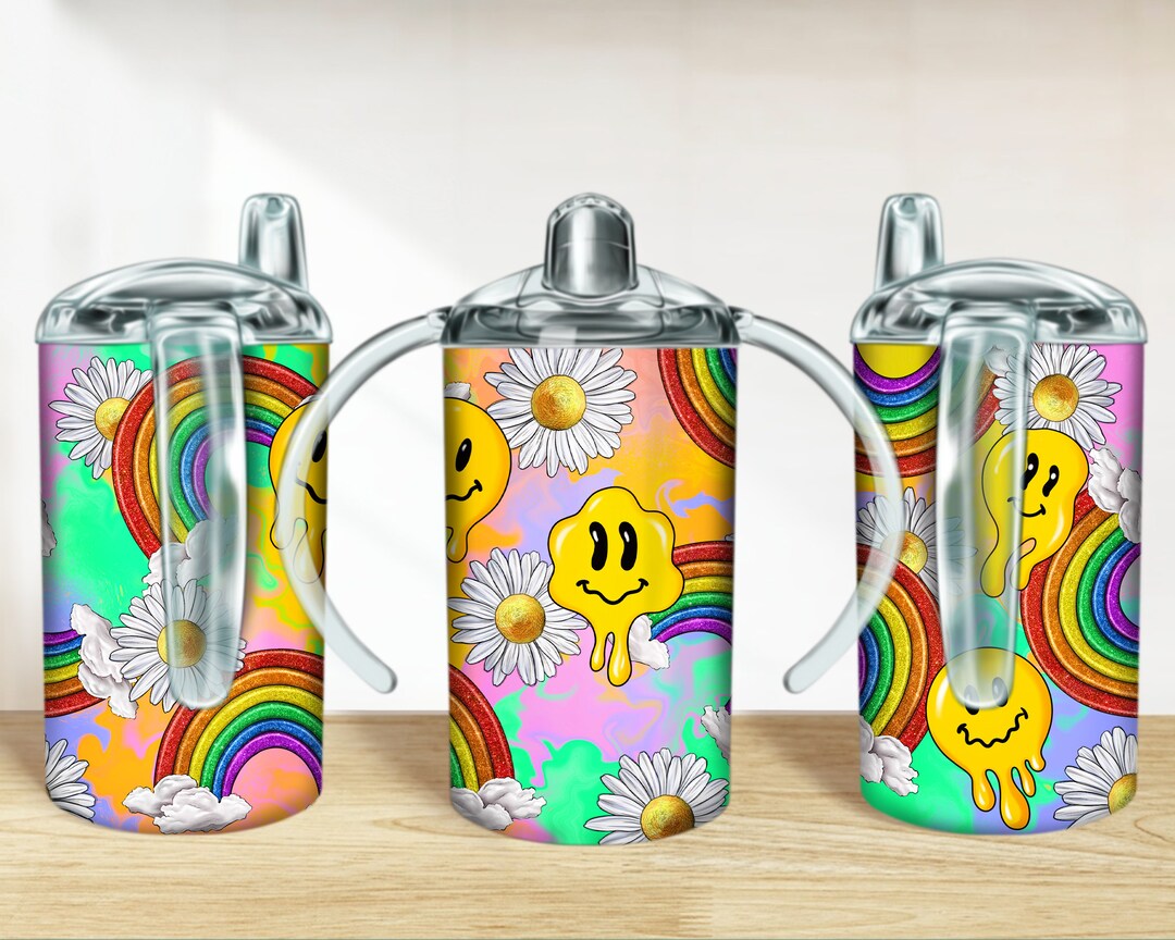 Smile Faces and Rainbow and Daisy's 12 Oz Sippy Cup Png, Sippy Cup ...