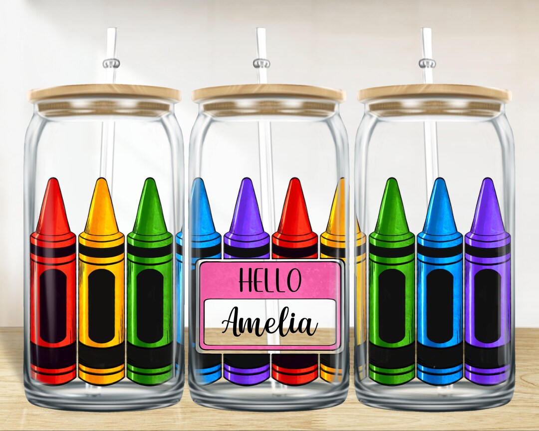 Customize Crayons 16 Oz Libbey Glass Wrap Png, Libbey Wrap Png, Custom ...