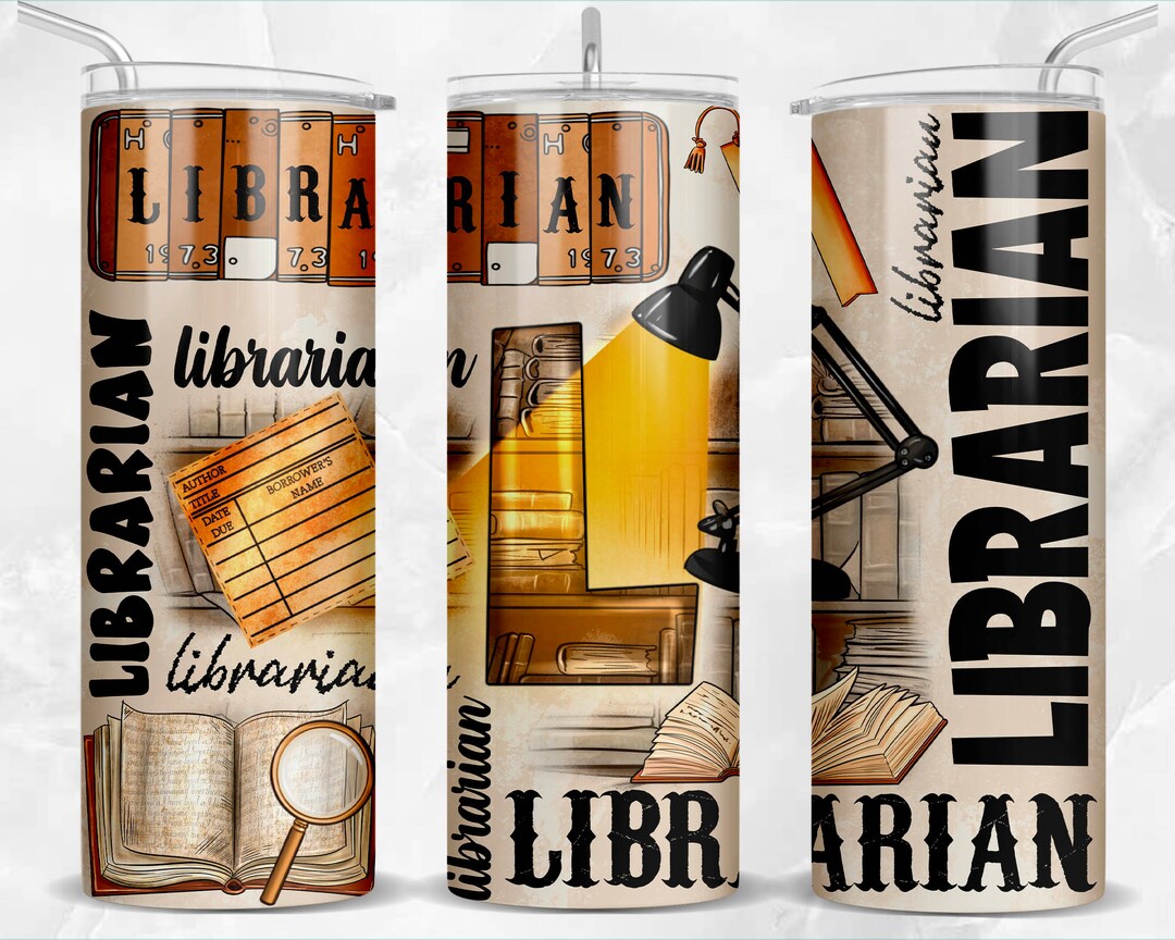 Librarian 20 Oz Skinny Tumbler Png Sublimation Design Download, Tumbler ...