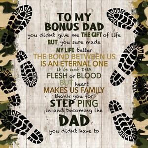 To My Bonus Dad 20 Oz Skinny Tumbler Png Sublimation Design Download ...